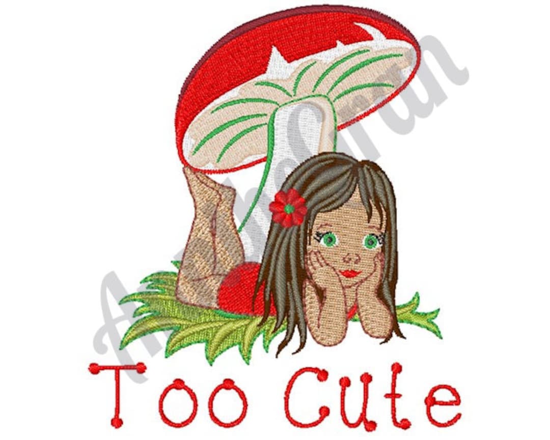 Too Cute Girl Embroidery Design. Mushroom Girl Design. Machine - Etsy