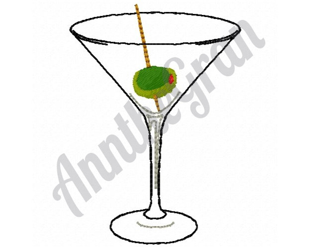 Martini - Machine Embroidery Design. Martini Glass Embroidery Pattern ...