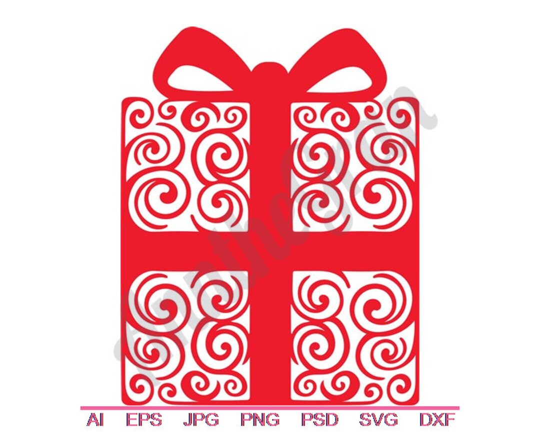 Christmas Gift Box Svg, Dxf, Eps, Png, Jpg, Vector Art, Clipart, Cut ...