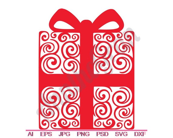 Christmas Gift Box Svg Dxf Eps Png Jpg Vector Art | Etsy