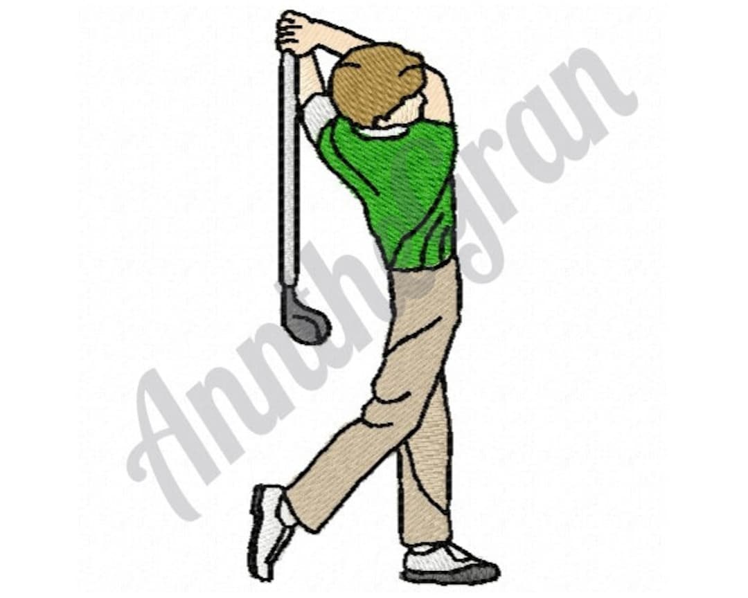 Golf Player Swing Embroidery Design. Machine Embroidery Design. Golfer ...
