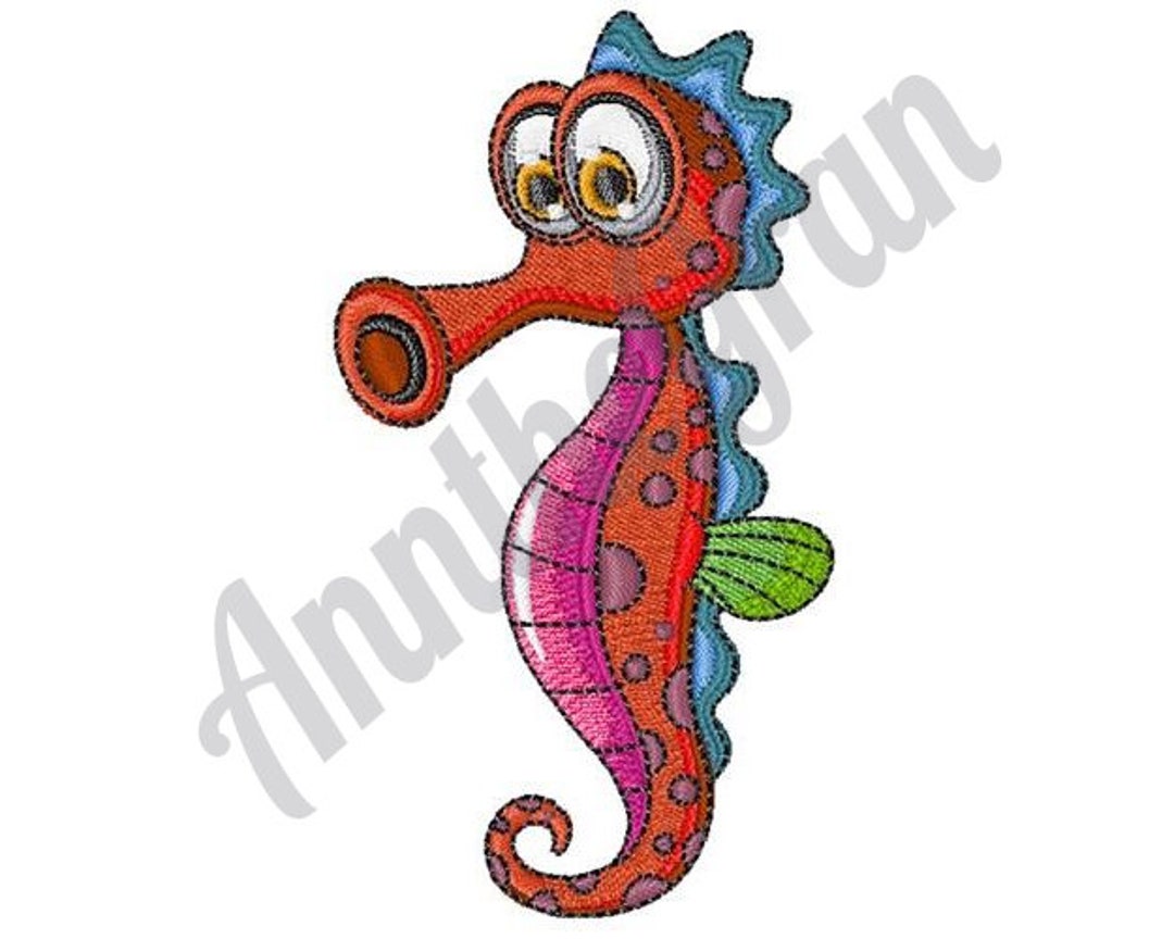 Seahorse Machine Embroidery Design, Colorful Seahorse Embroidery ...