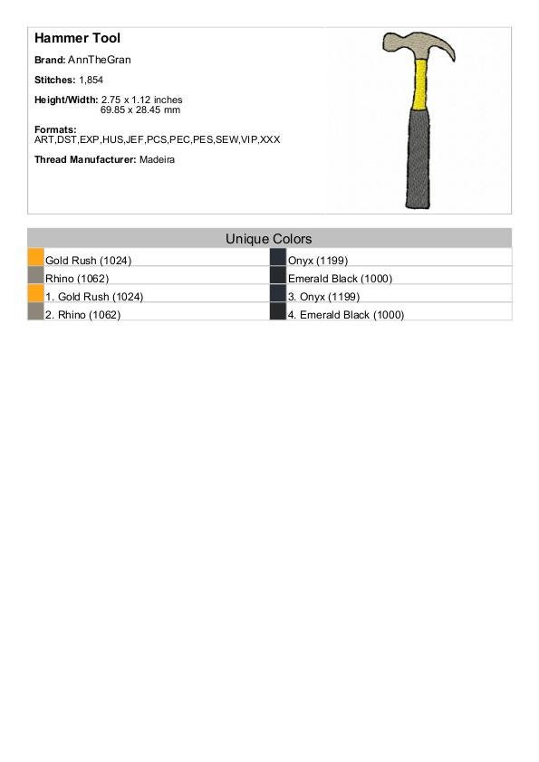 Claw Hammer Embroidery Design. Machine Embroidery Design. - Etsy