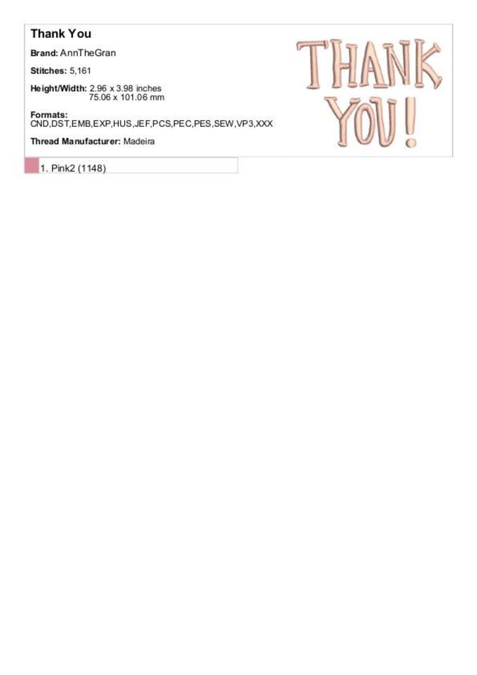 Thank You Embroidery Design. Machine Embroidery Design. - Etsy