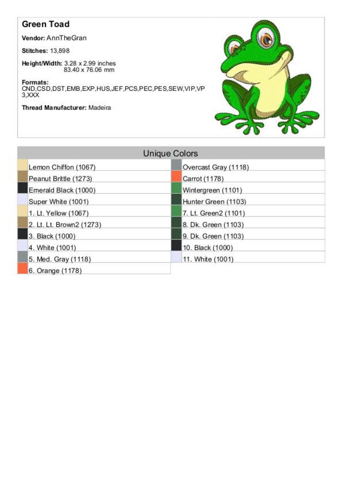 Green Toad Machine Embroidery Design Green Frog Embroidery - Etsy