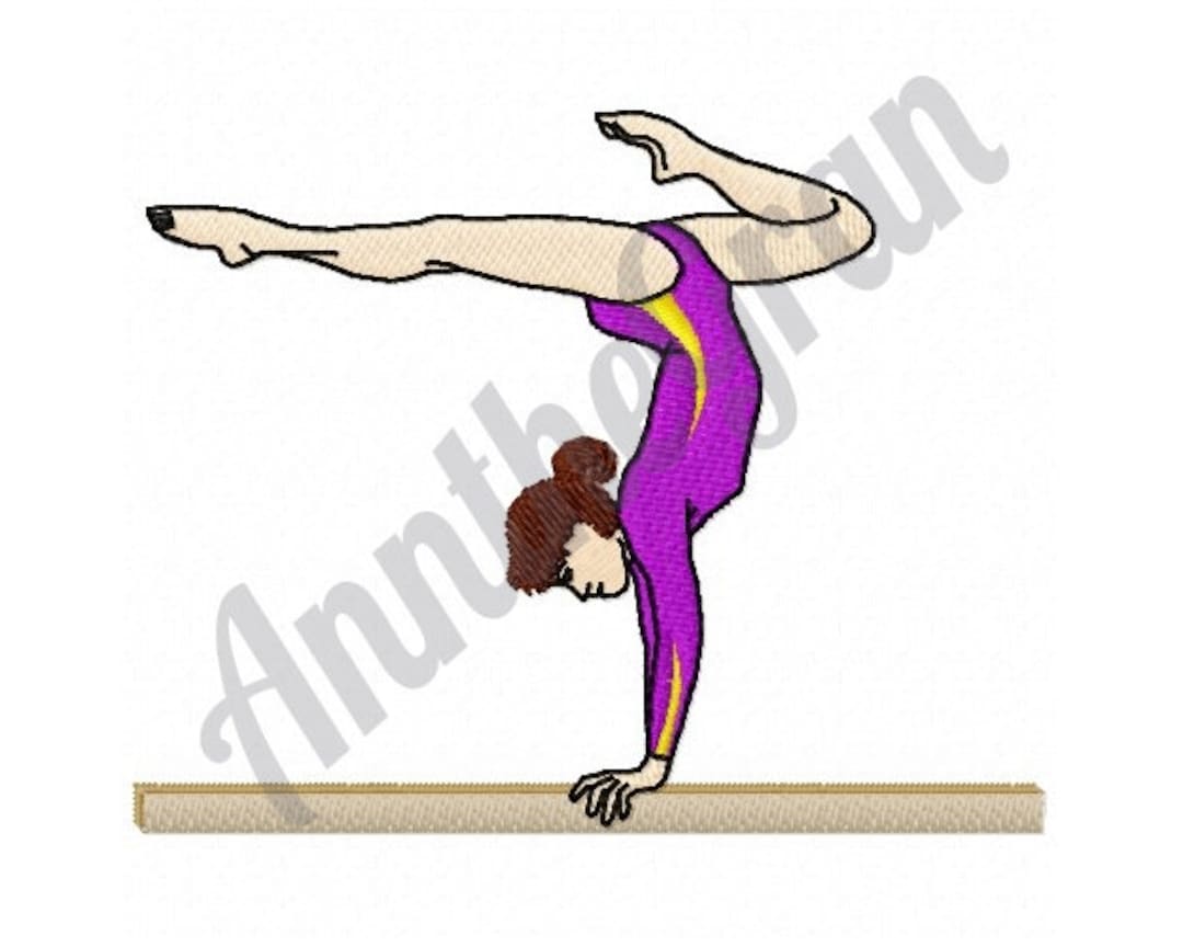 Gymnast Girl Embroidery Design. Machine Embroidery Design. Balance Beam ...