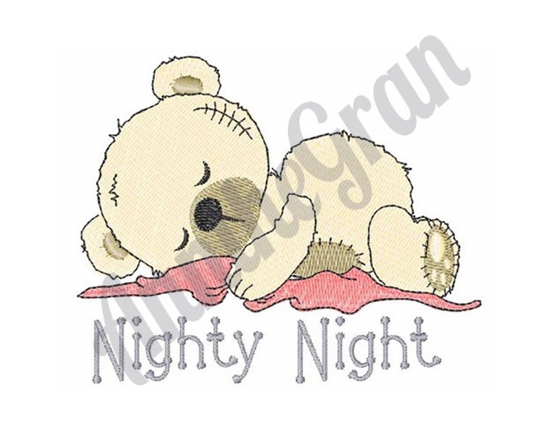 Sleeping Teddy Bear Machine Embroidery Design - Etsy