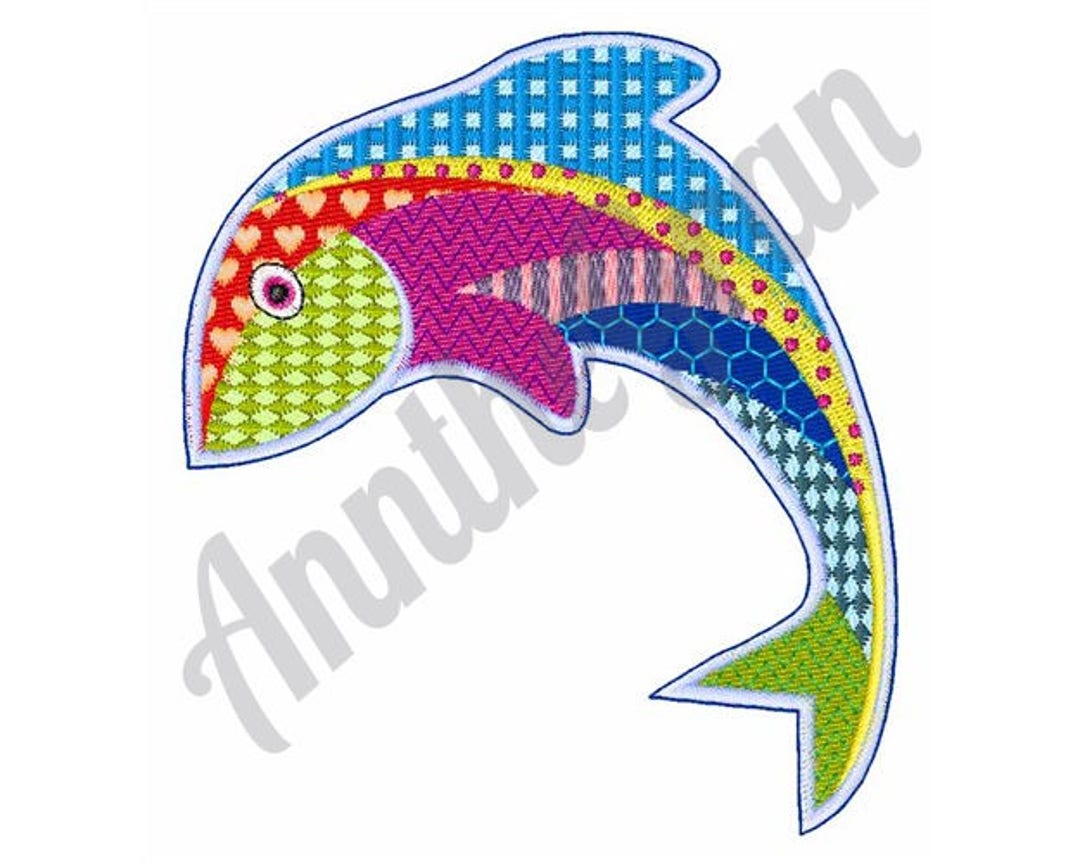 Patchwork Dolphin - Machine Embroidery Design, Dolphin - Machine ...