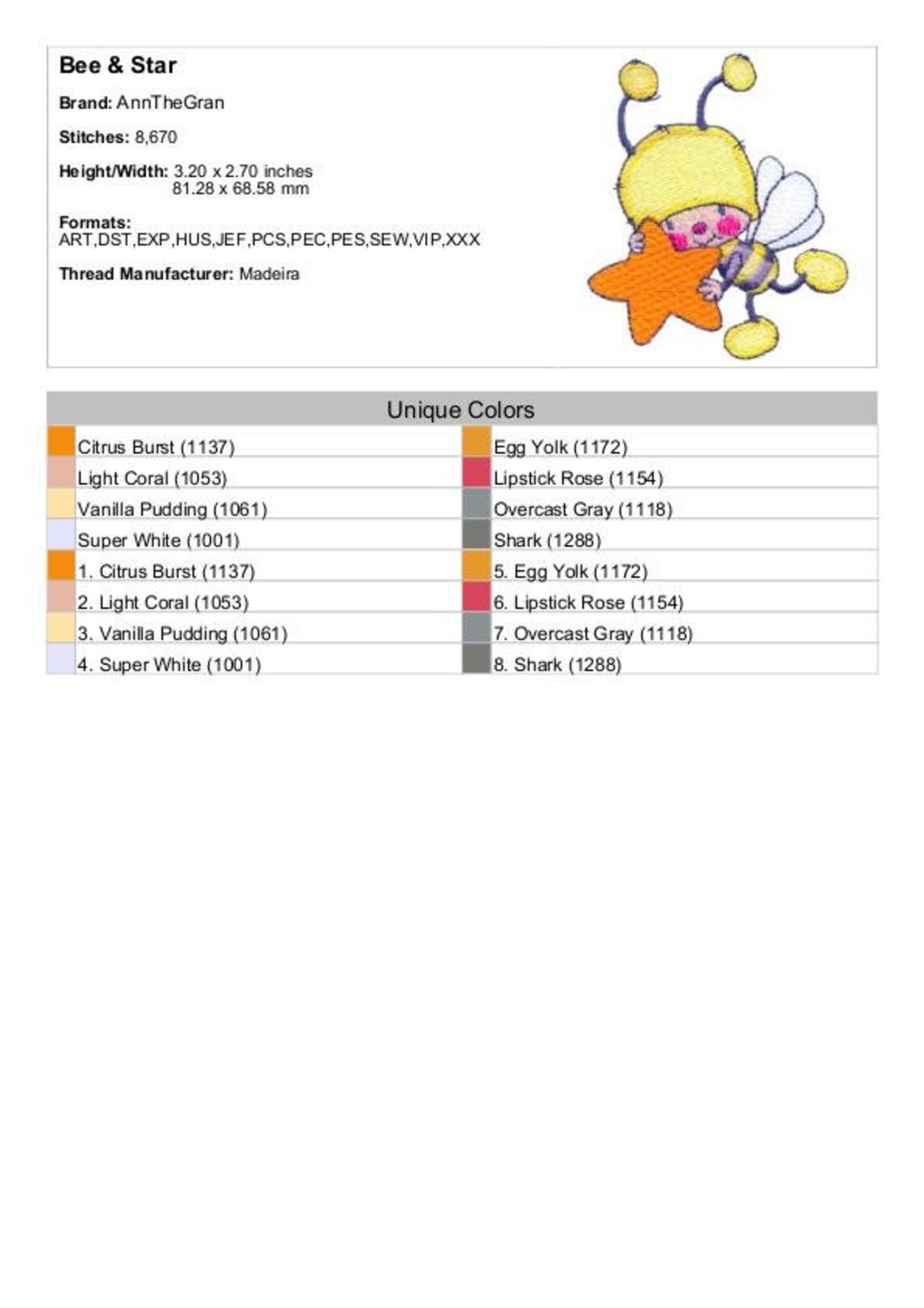 Bee & Star Machine Embroidery Design - Etsy