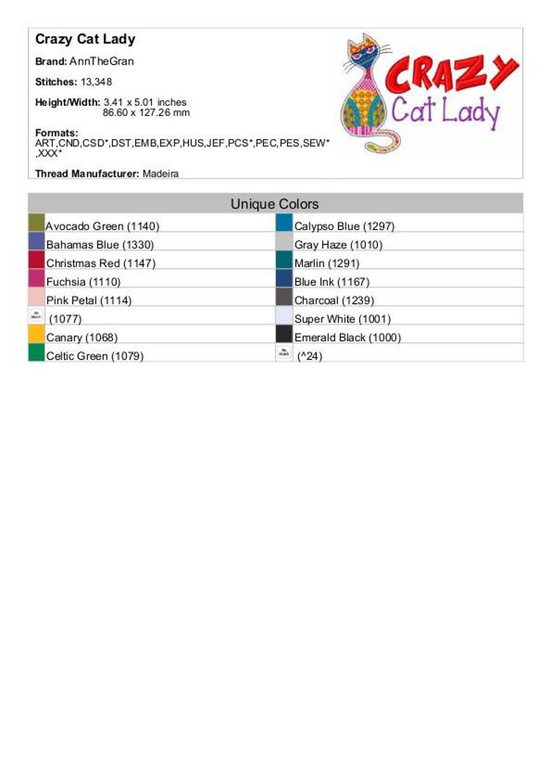 Crazy Cat Lady Embroidery Design. Machine Embroidery Design. - Etsy