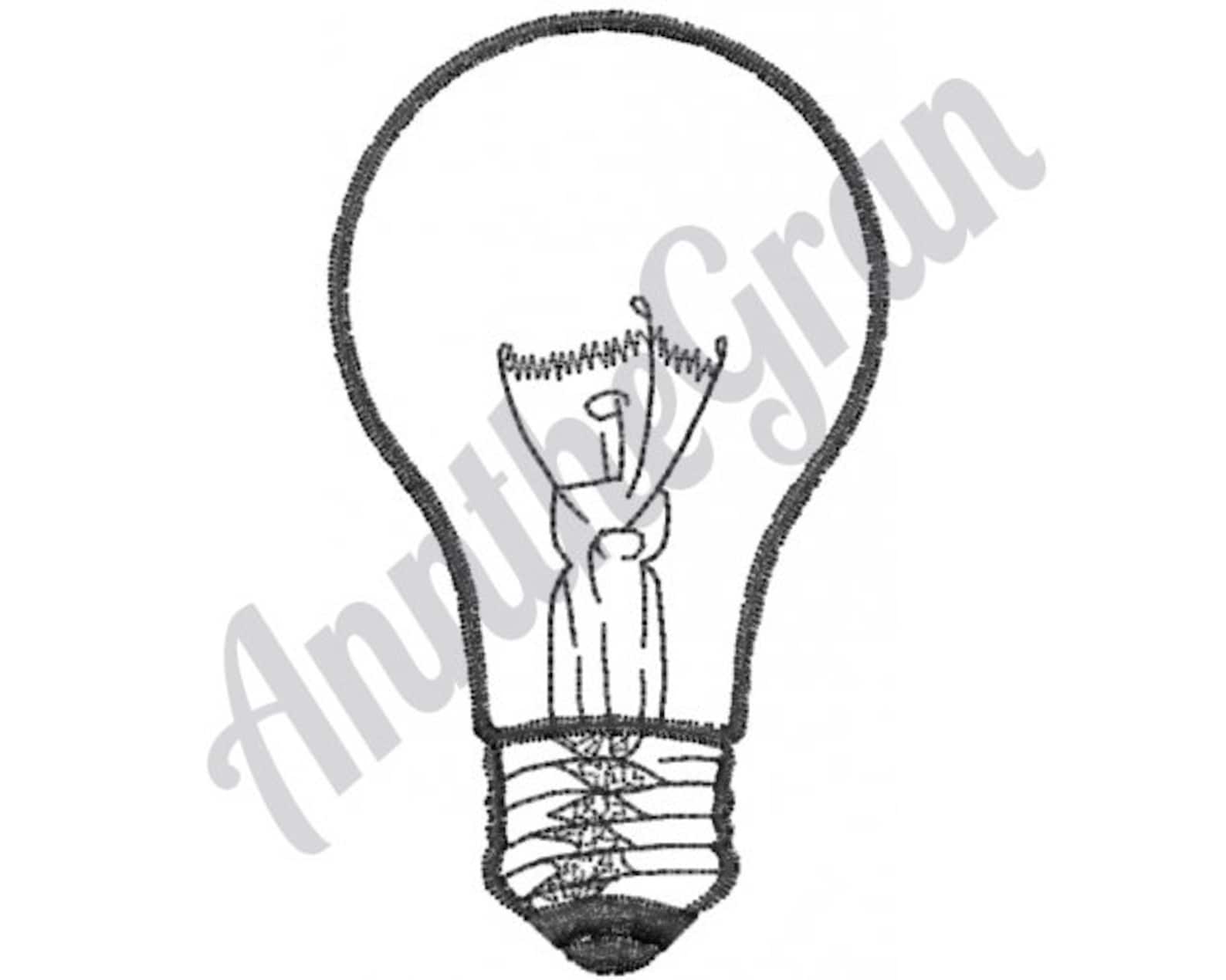 Light Bulb Outline Embroidery Design. Machine Embroidery | Etsy