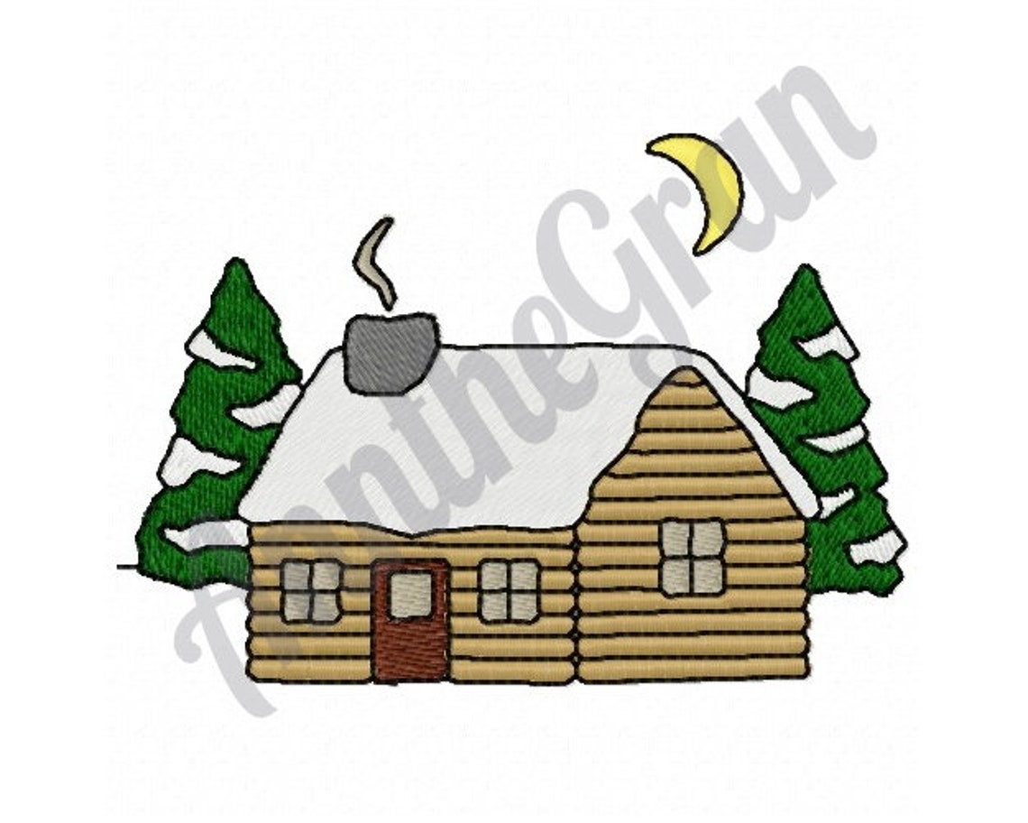 Snowy Winter Cabin Embroidery Design. Machine Embroidery Design. - Etsy