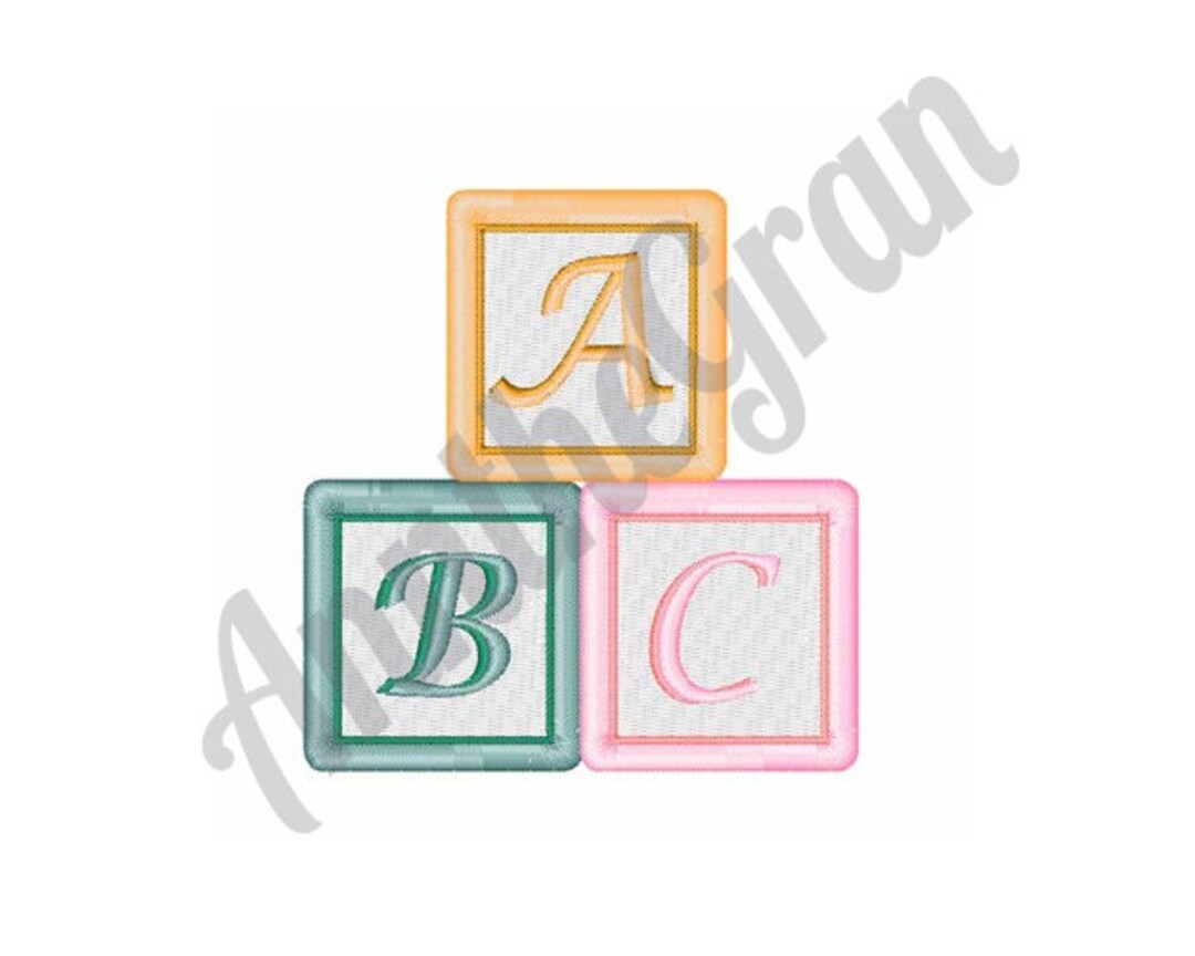Alphabet Blocks Embroidery Design. ABC Embroidery Design. Letters ...