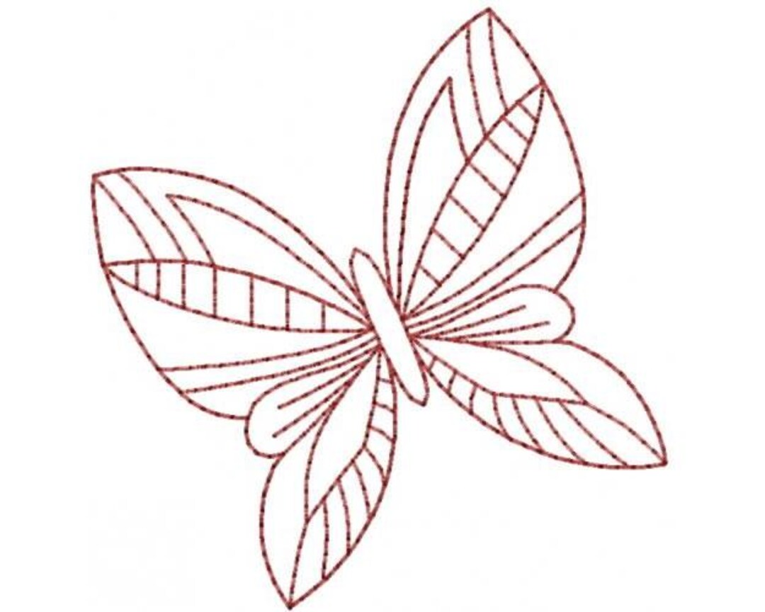 Pretty Butterfly Redwork - Machine Embroidery Design - Etsy