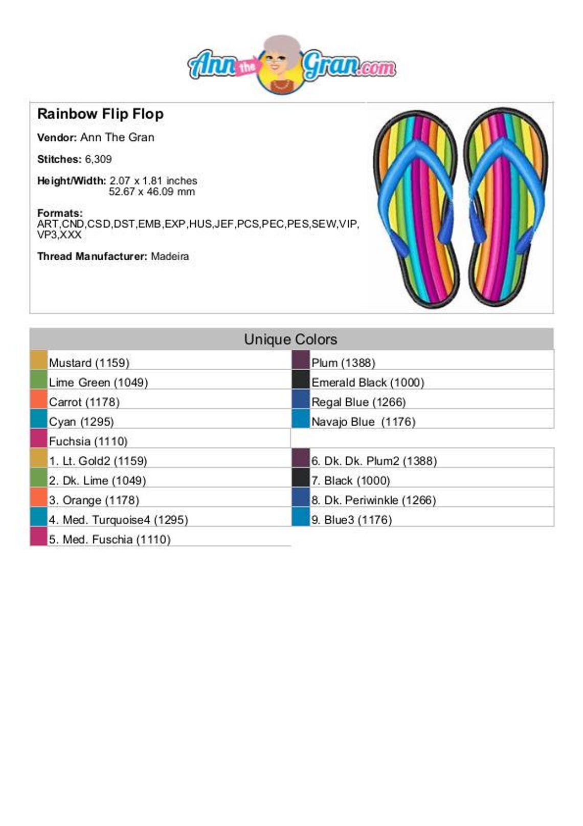 Rainbow Flip Flop - Machine Embroidery Design - Etsy