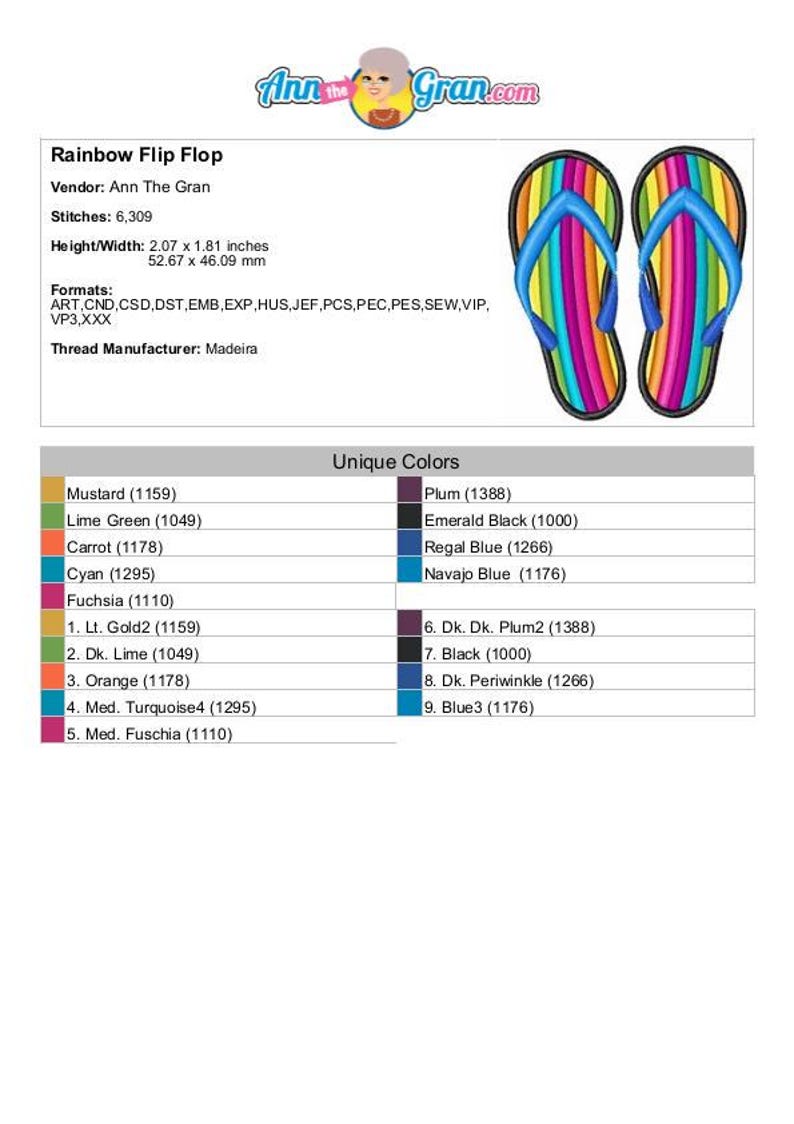 Rainbow Flip Flop - Machine Embroidery Design - Etsy