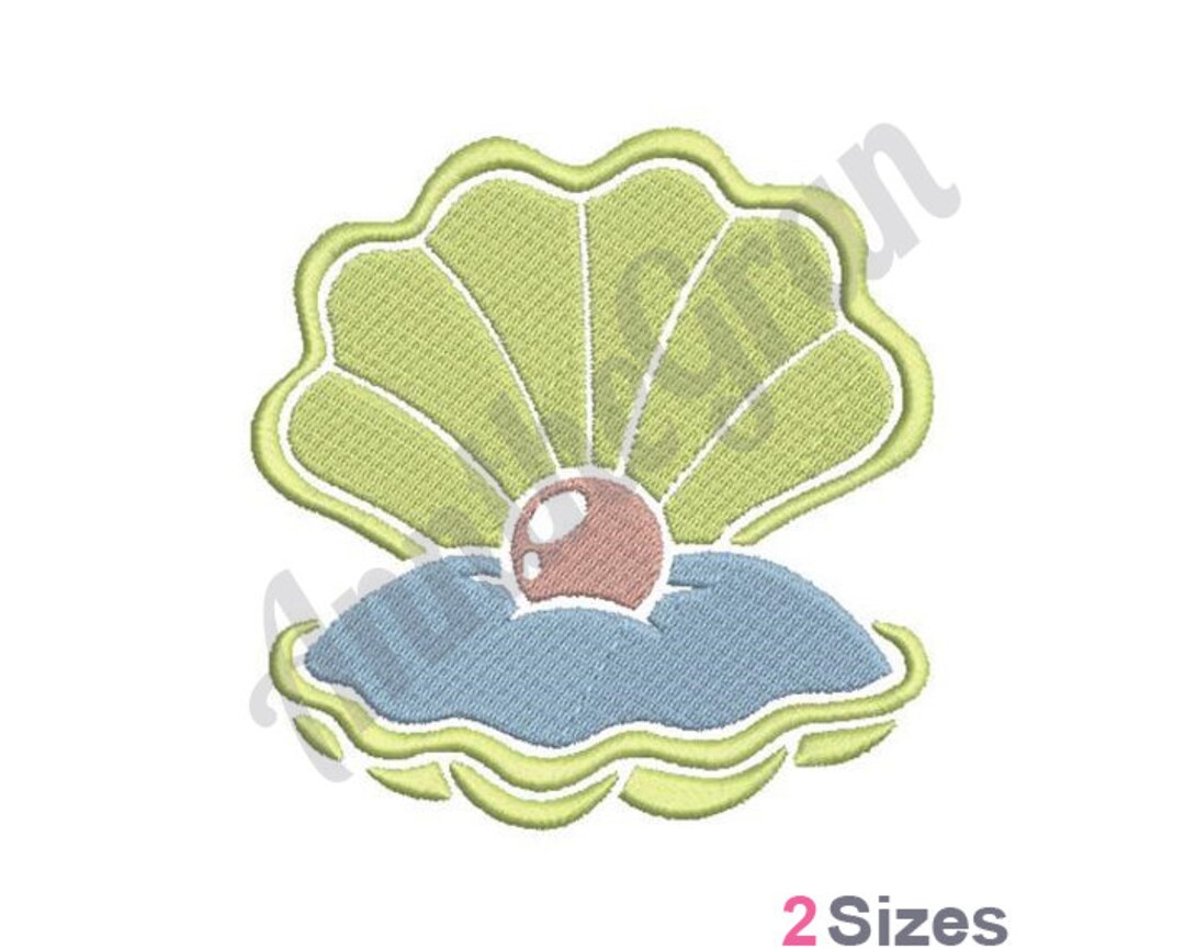 Open Clam & Pearl Machine Embroidery Design 2 Sizes, Shell With Pearl ...