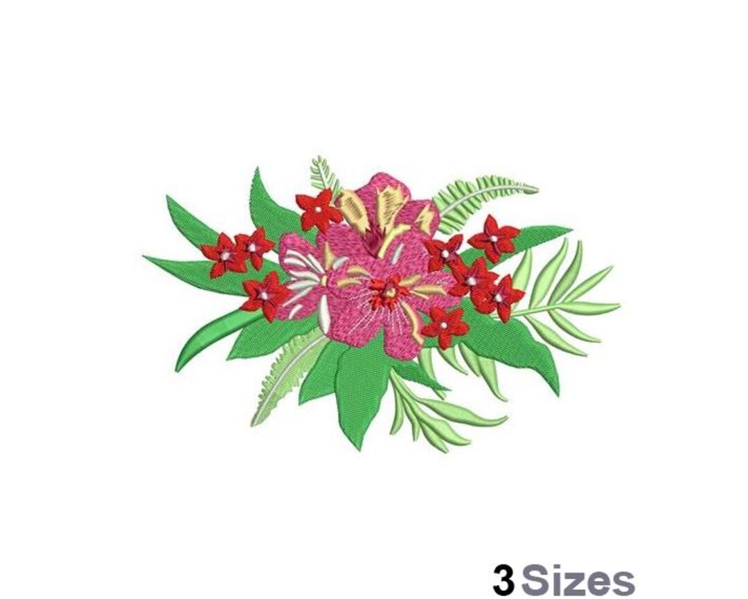 Tropical Flowers - Machine Embroidery Design - 3 Sizes, Hibiscus ...