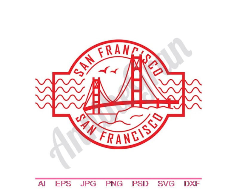 San Francisco Stamp Svg Dxf Eps Png Jpg Vector Art - Etsy