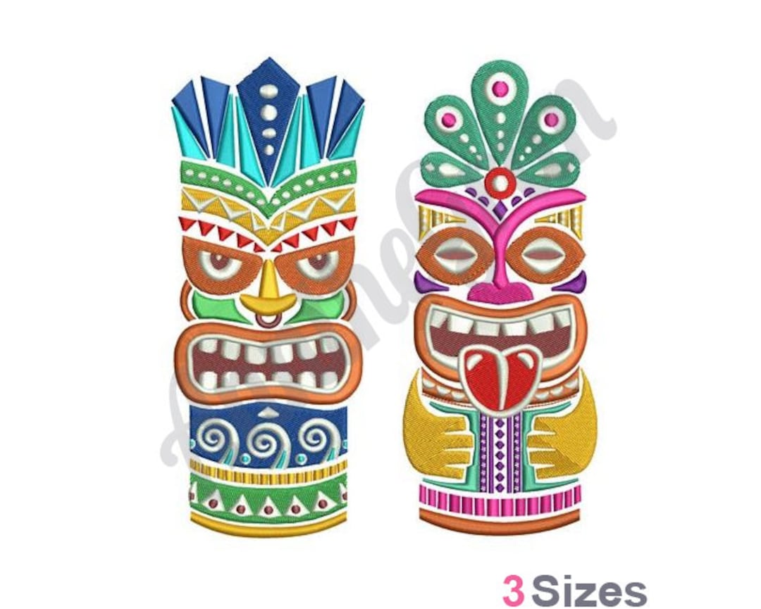 Tiki Statues Machine Embroidery Design 3 Sizes, Maori Statue Embroidery ...