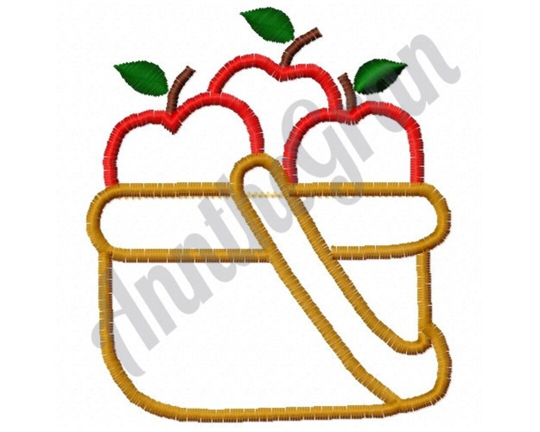 Apple Basket Outline. Machine Embroidery Design. Apples Embroidery ...