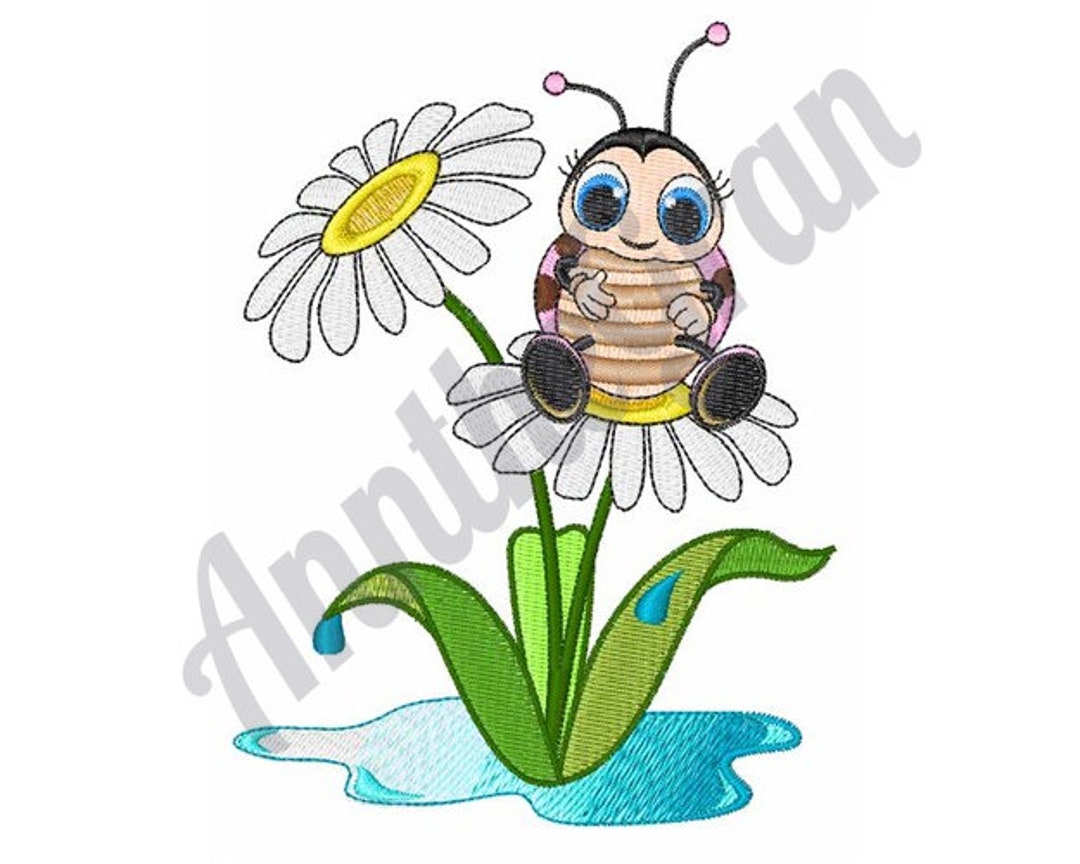 Ladybug Daisy Embroidery Design. Machine Embroidery Design. Ladybug ...