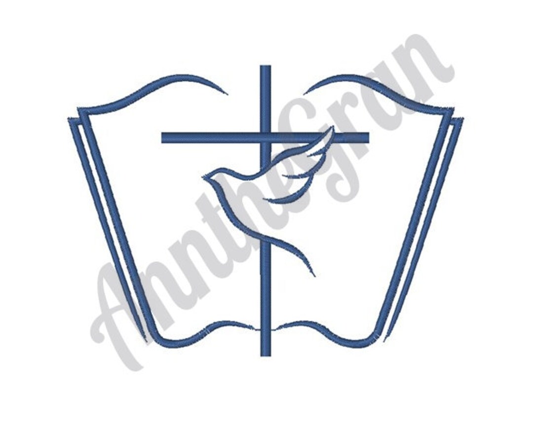 Christian Symbols - Machine Embroidery Design, Open Bible Outline ...
