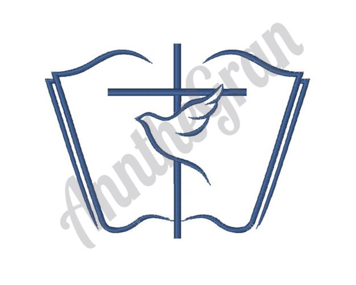 Christian Symbols - Machine Embroidery Design, Open Bible Outline ...