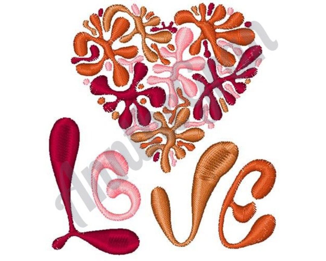 Love Heart Machine Embroidery Design, Groovy Love Heart Embroidery ...