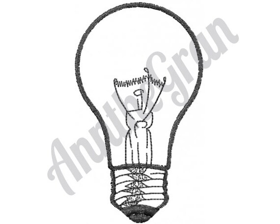 Light Bulb Outline Embroidery Design. Machine Embroidery | Etsy