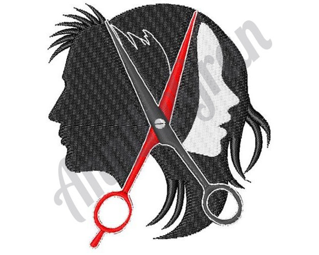 Barber Logo Machine Embroidery Design, Hair Stylist Embroidery Pattern ...