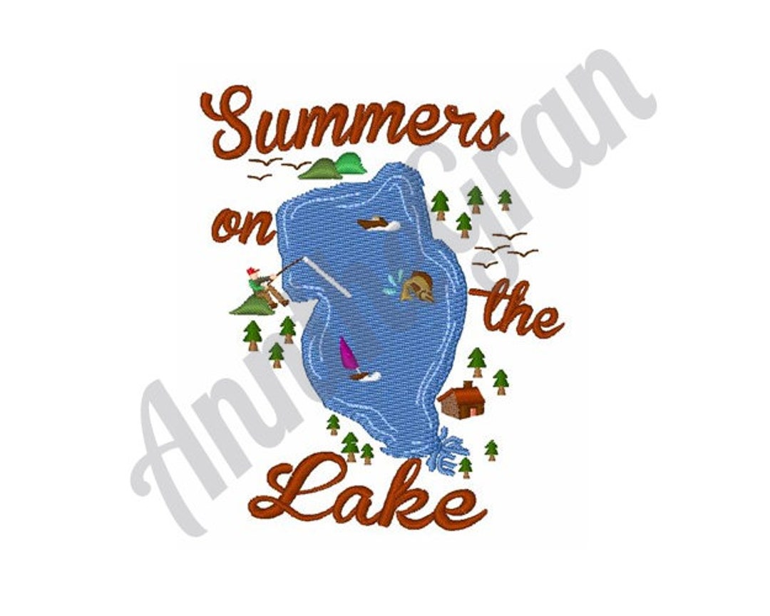 Lake Embroidery Design. Vacation Embroidery Design. Summer Embroidery ...