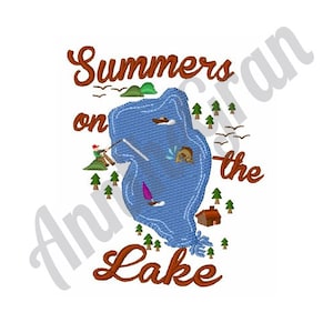 Lake Embroidery Design. Vacation Embroidery Design. Summer Embroidery ...