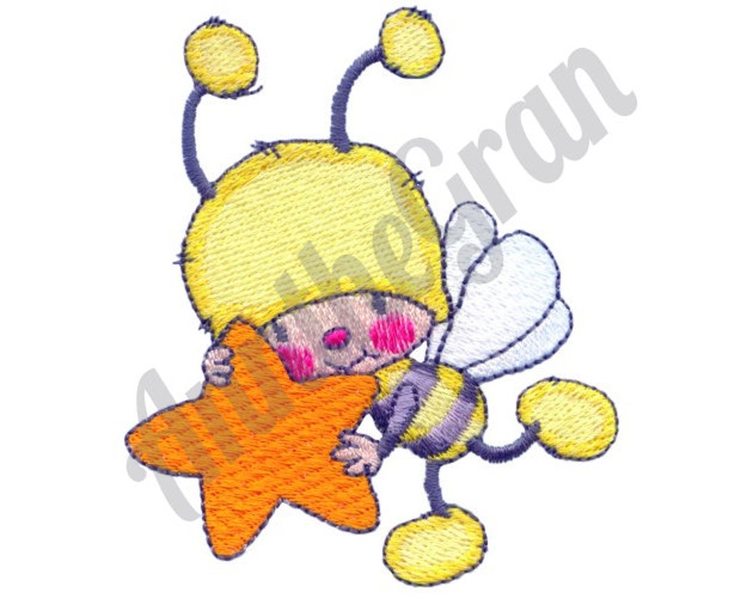 Bee & Star - Machine Embroidery Design - Etsy