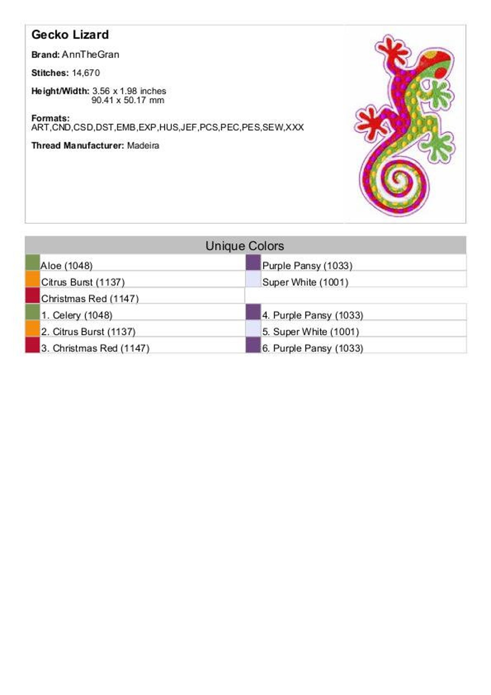 Gecko Embroidery Design. Lizard Embroidery Pattern. Machine | Etsy