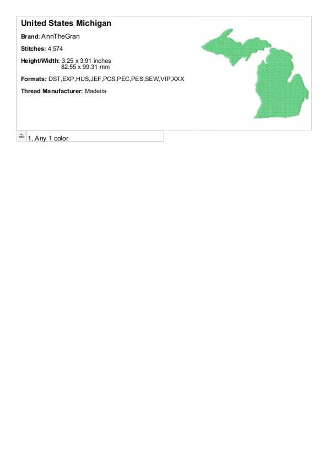 Michigan State Map. Michigan Embroidery Design. Machine Embroidery ...