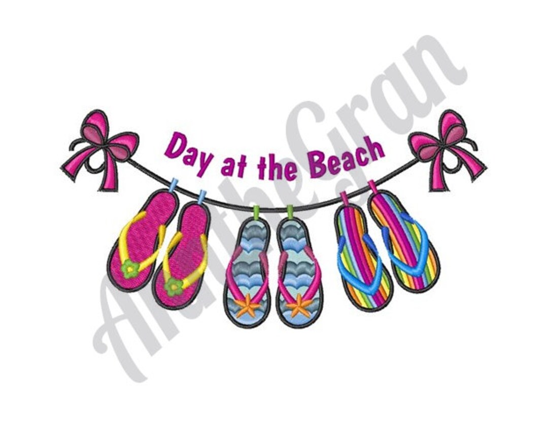 Flip Flops Clothesline Pattern. Day at the Beach Embroidery Design ...