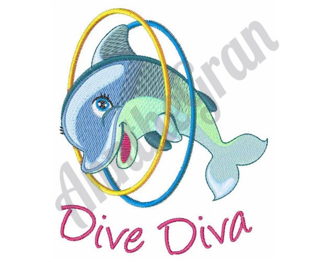 Dolphin Dive Diva - Machine Embroidery Design - Etsy