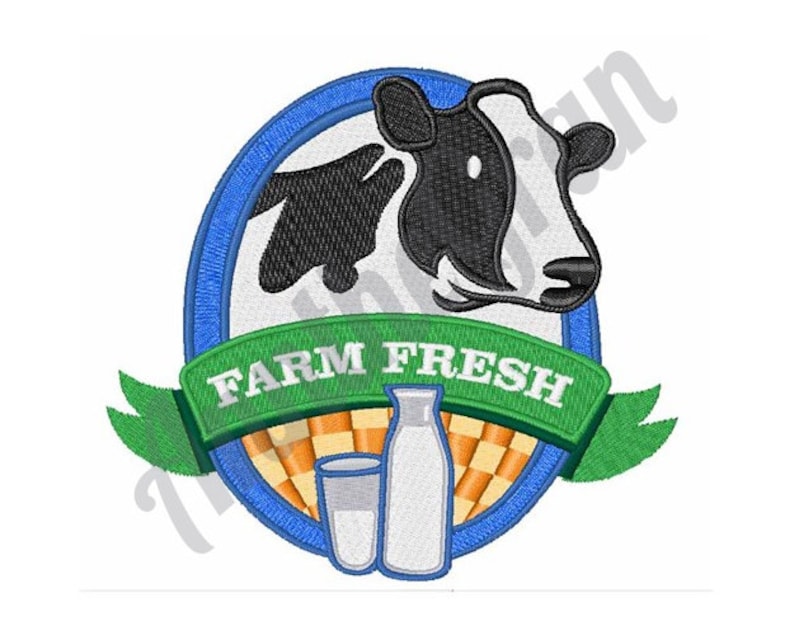 Farm Fresh Milk Logo Design. Machine Embroidery Design. Milk | Etsy