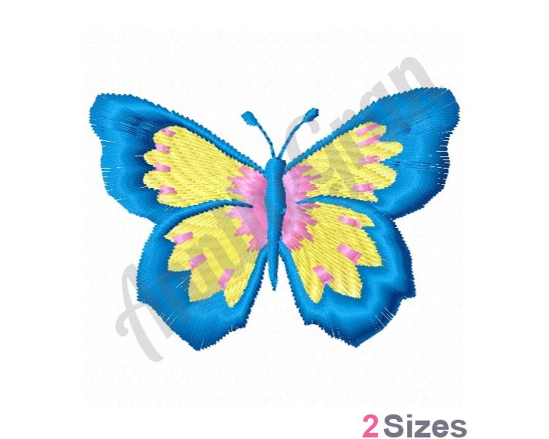 Butterfly Embroidery Design. Machine Embroidery Design. Yellow Blue ...