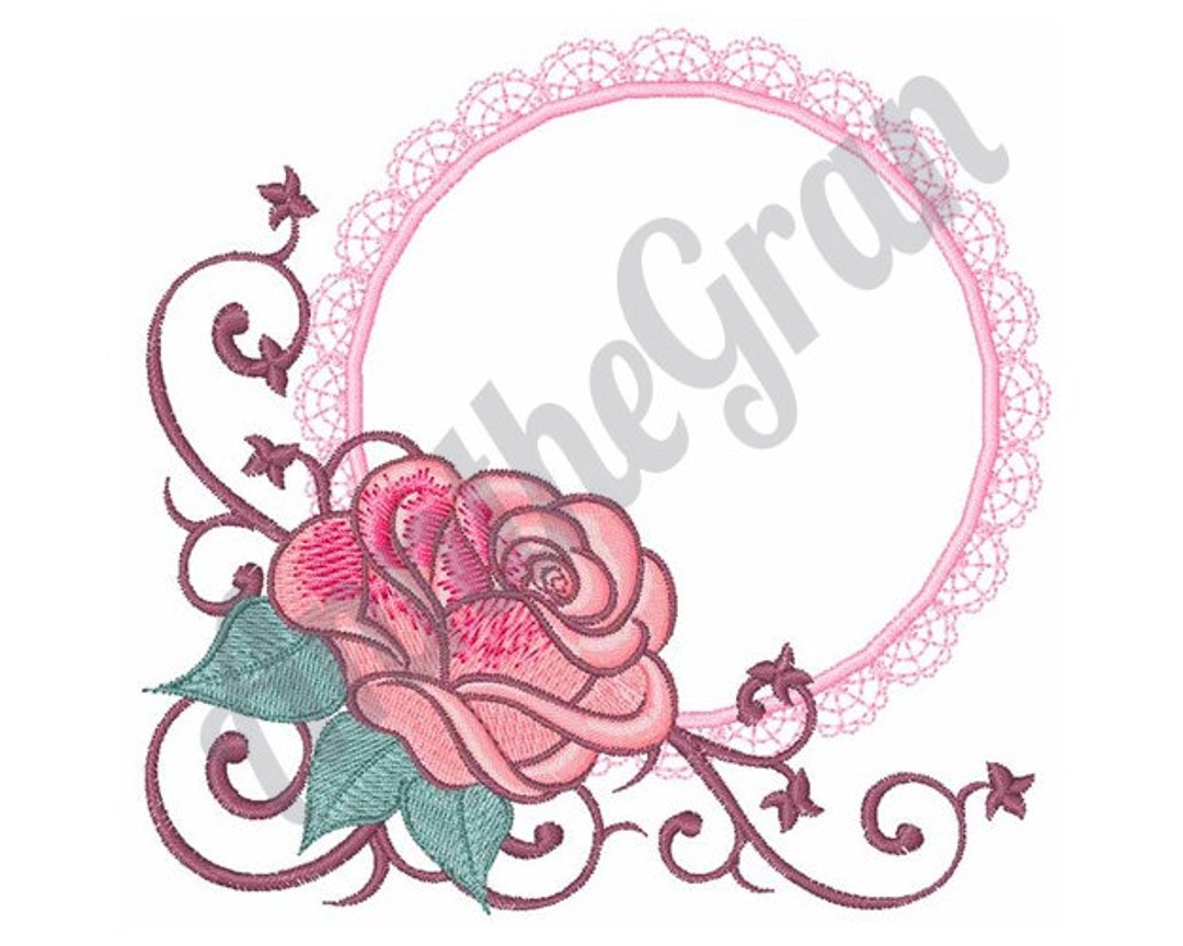 Red Rose Corner Circle Embroidery Designs. Machine Embroidery Design ...