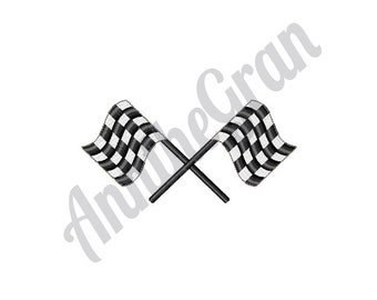 Racing Checkered Flag Swoosh Machine Embroidery Design - Etsy