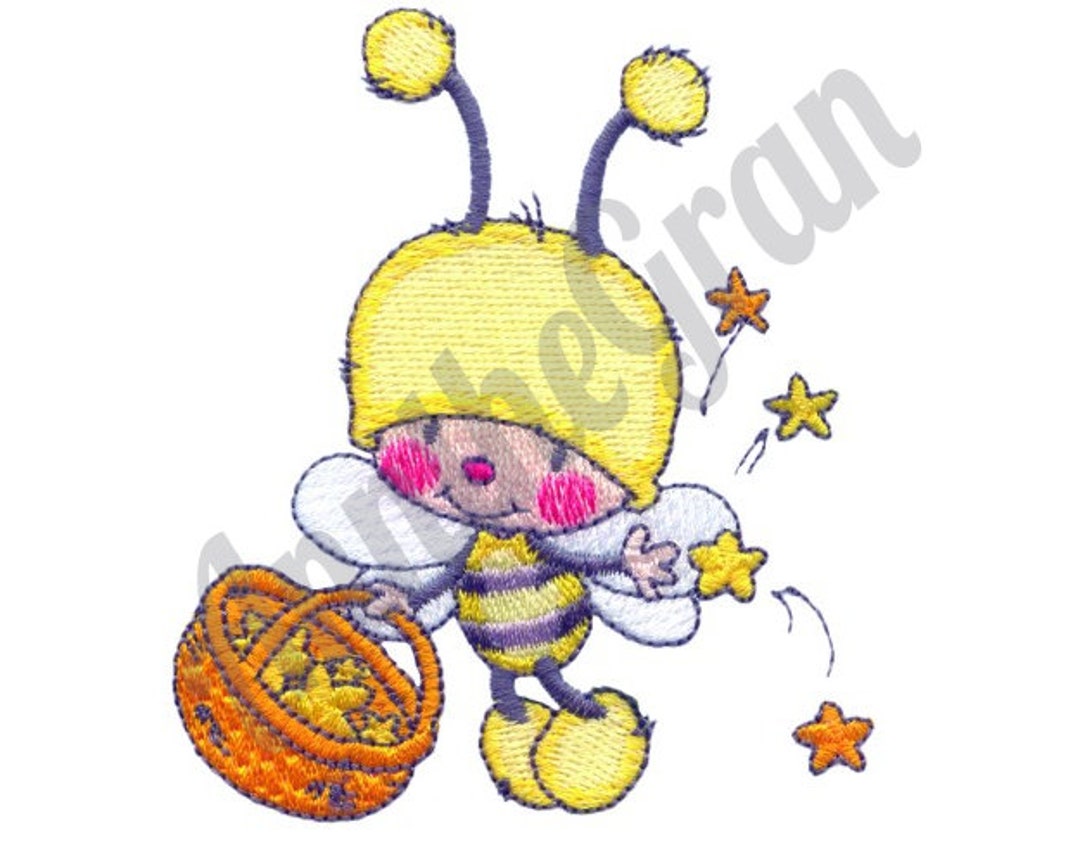 Baby Bee and Stars Basket Embroidery Design. Machine Embroidery Design ...