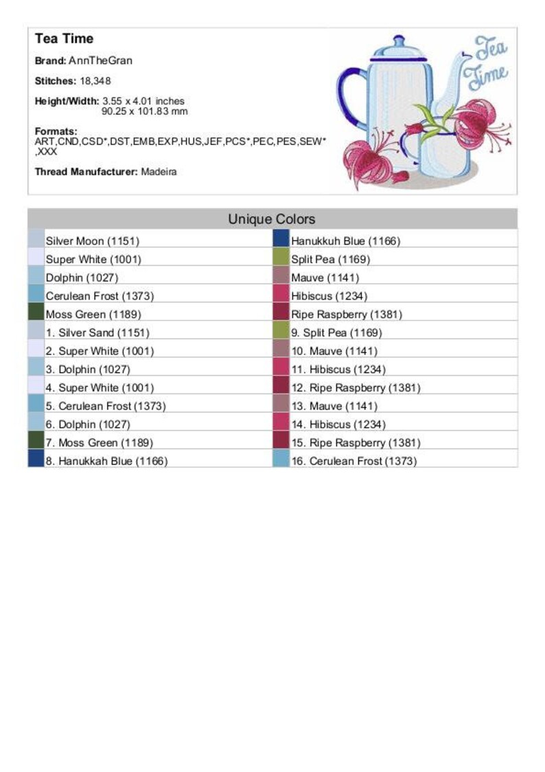 Tea Time Embroidery Design. Machine Embroidery Design. Tea Cup - Etsy