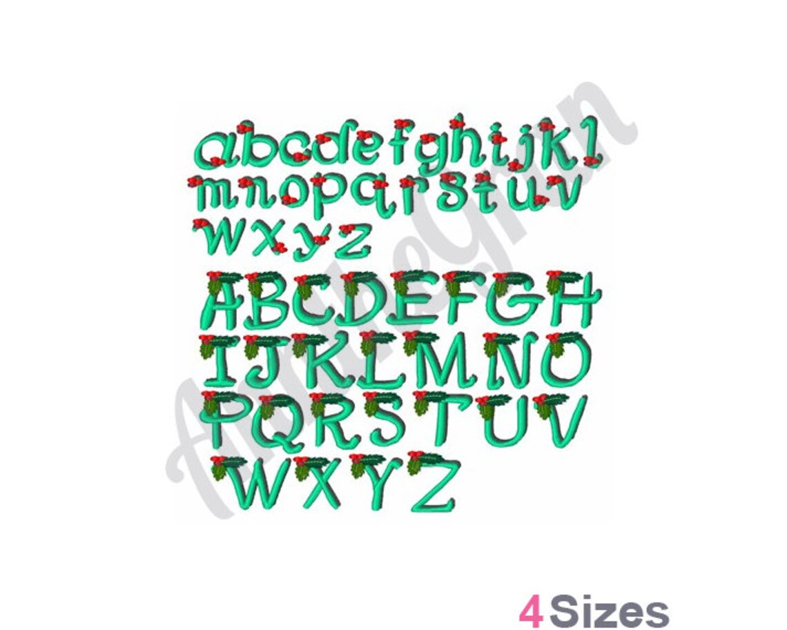 Mistletoe Embroidery Font. Mistletoe Embroidery Letter. - Etsy