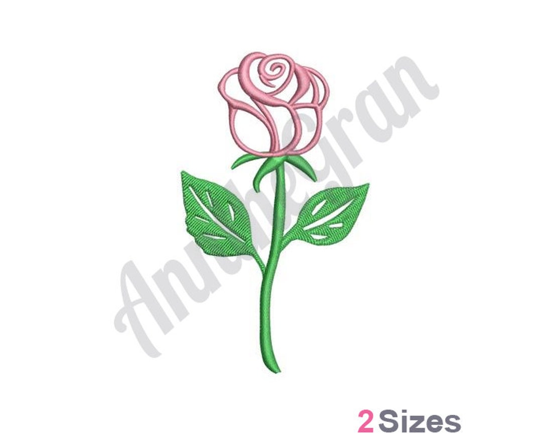 Outlined Pink Rose - Machine Embroidery Design - 2 Sizes, Valentines ...