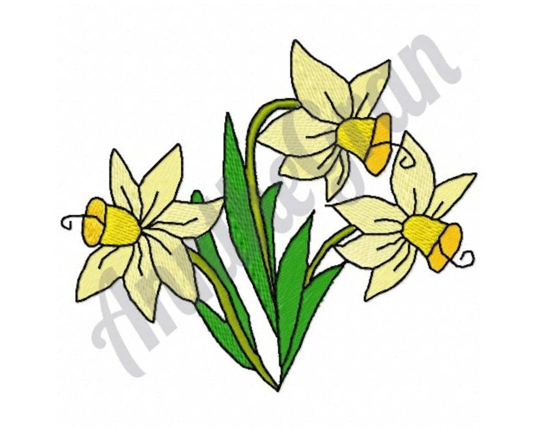 Daffodil Embroidery Design, Flowers Machine Embroidery - Etsy
