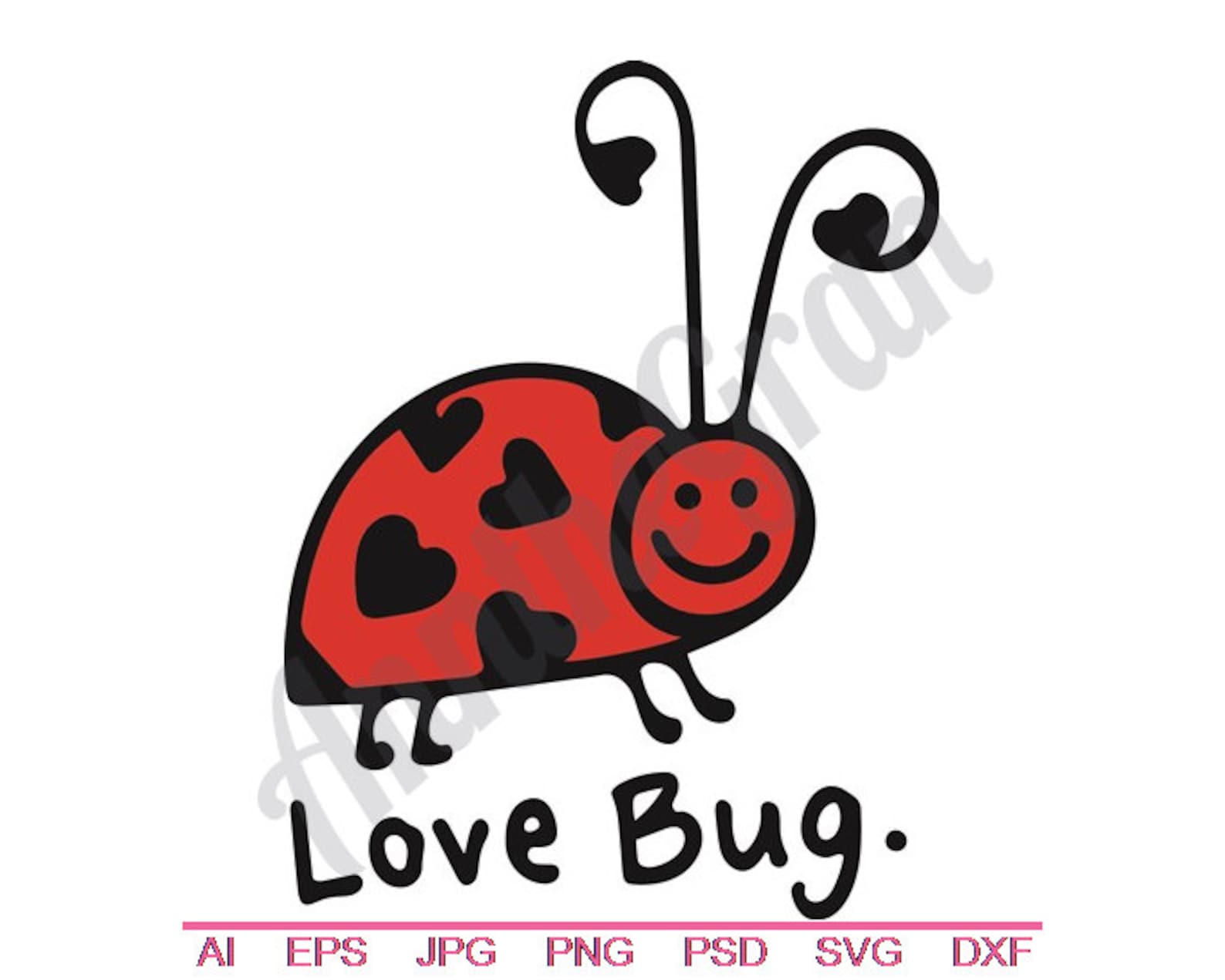 Love Bug Svg Dxf Eps Png Jpg Vector Art Clipart Cut - Etsy