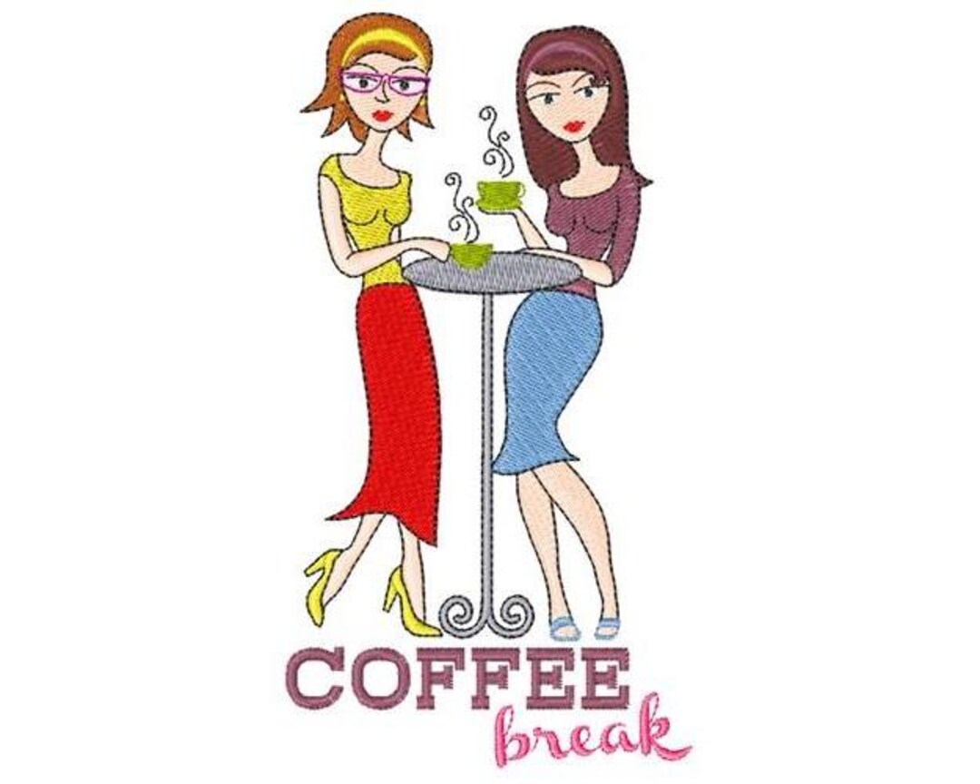 Coffee Break Ladies - Machine Embroidery Design, Coffee Table Friends ...