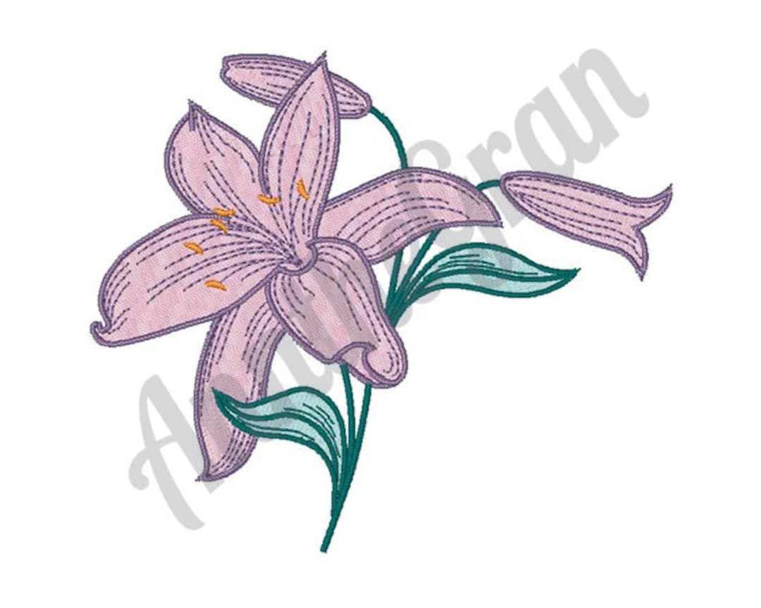 Lily Blooms Embroidery Design. Machine Embroidery Design. Lily Flower ...